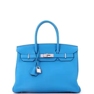 Hermès Birkin Handbag Verso Togo With Palladium Hardware 30 - Blue