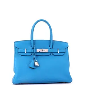 Hermès Birkin Handbag Verso Togo With Palladium Hardware 30 - Blue