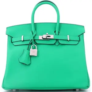 Hermès Birkin Handbag 25 Green Swift With Palladium Hardware - Menthe