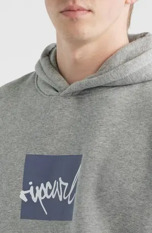 Rip Curl Script Icon Graphic Hoodie - Grey Marle