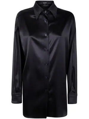 TOM FORD Stretch Silk Satin Shirt - Black