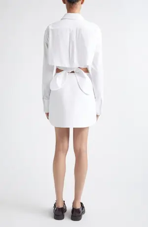 Monse Cotton Poplin Shirtdress With Bunny Ear Ties