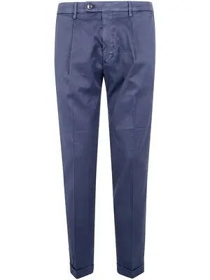 MICHAEL COAL Linen Classic Trousers - Blue