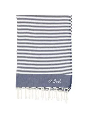 MC2 SAINT BARTH Foutas Horizontal Stripes Sea Towel - Blue