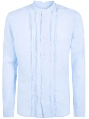 TINTORIA MATTEI 954 Pleated Linen Shirt - Blue