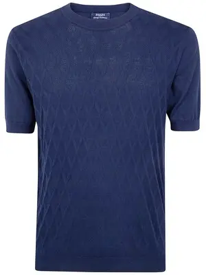 BARBA NAPOLI Embroidered Round Neck Sweater - Blue