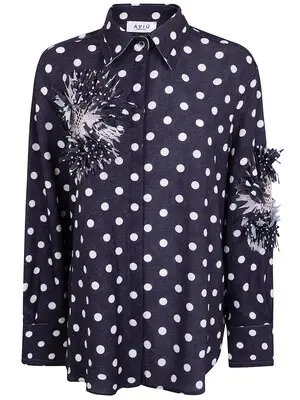 AVIU` Pois Embroidered Shirt - Black