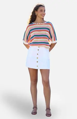 YUMI Batwing Crochet Top - Multi