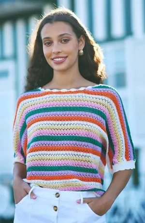 YUMI Batwing Crochet Top - Multi