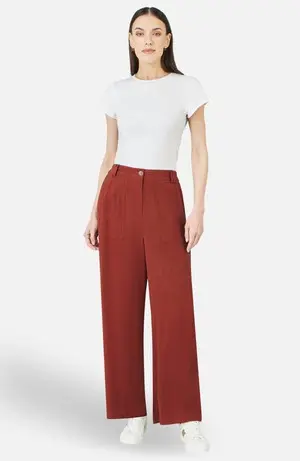 YUMI Linen Mix Mid-rise Trousers