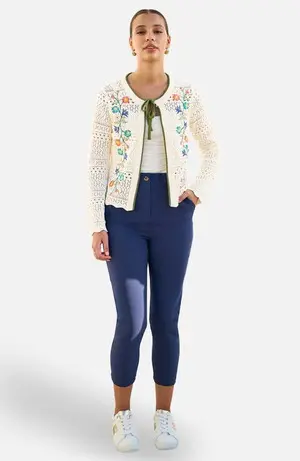 YUMI Crochet-knit Tie-front Cardigan