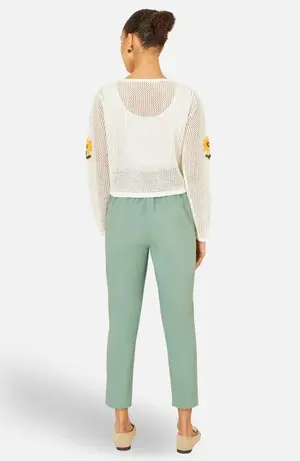 YUMI Crochet Embroidered Flower Cardigan