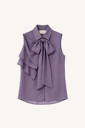 Aiste Hong Ruffle Tie-neck Blouse - Grape