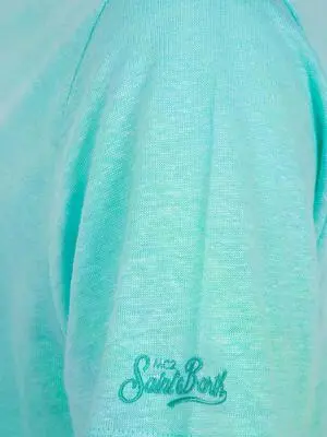 MC2 SAINT BARTH Ecstasea Slub-texture Logo-embroidered T-shirt - Blue