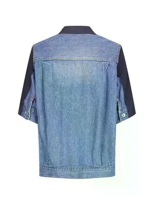 Sacai Panelled Denim-knit Cardigan