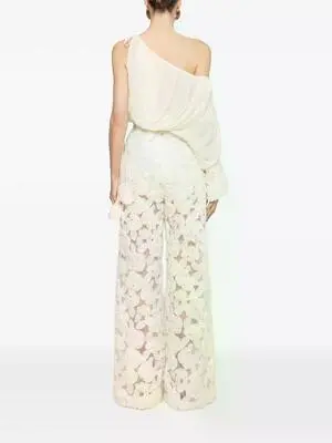 NISSA Asymmetrical Chiffon Blouse With Tassel Detail