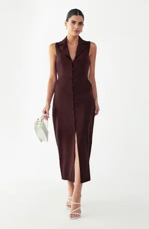 WILLA Barossa Midi Dress - Chocolate