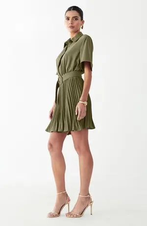 WILLA Mckenzi Fit-and-flare Mini Dress - Olive