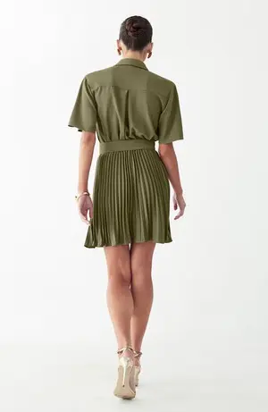 WILLA Mckenzi Fit-and-flare Mini Dress - Olive