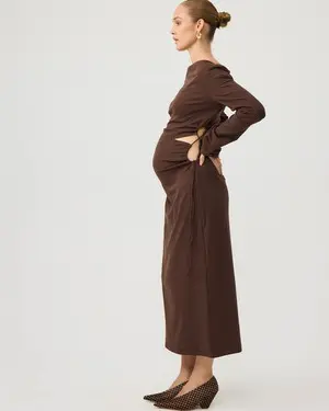 PORTIER Aura Midi Dress - Brown