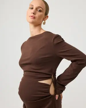PORTIER Aura Midi Dress - Brown
