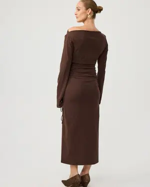 PORTIER Aura Midi Dress - Brown