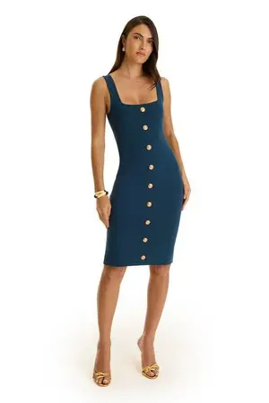 THE NOLI SHOP Helena Button Dress - Ocean