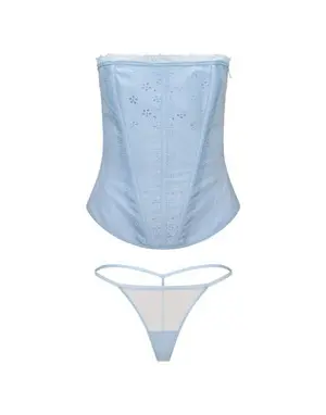 ADORE ME Willa Unlined Strapless Corset With G-string - Medium Blue
