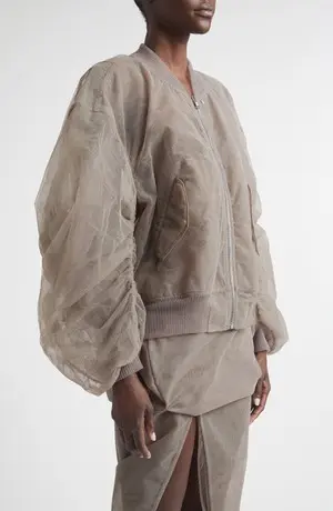 Rick Owens Secchia Tulle Bomber Jacket - Dust