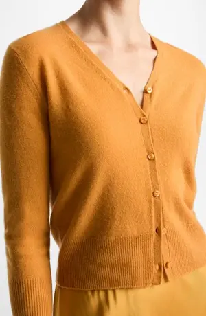 Vince Elbow Sleeve V-neck Cashmere & Silk Cardigan - Clementine