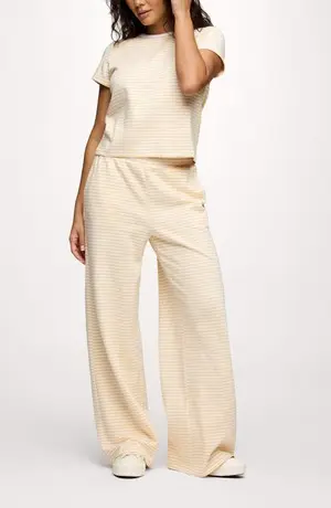 NUUDS Stripe Stretch Cotton Top & Pants Set - Lemon Stripe