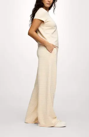 NUUDS Stripe Stretch Cotton Top & Pants Set - Lemon Stripe