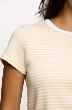 NUUDS Stripe Stretch Cotton Top & Pants Set - Lemon Stripe