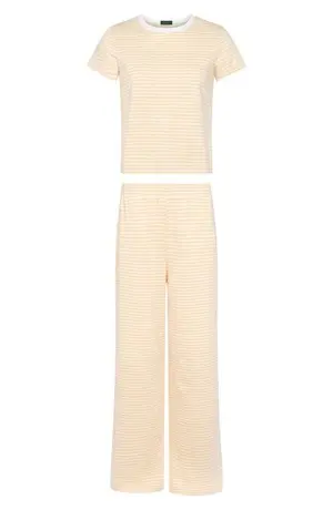 NUUDS Stripe Stretch Cotton Top & Pants Set - Lemon Stripe