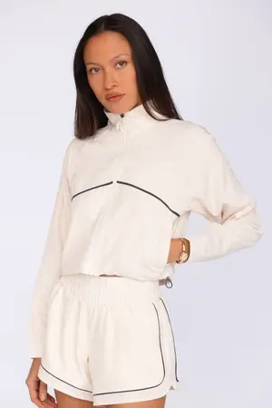 FORE-TÉ CLUB ATTIRE Nicole Cropped Active Jacket - Ecru