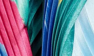 Echo Painterly Composition Pleated Diamond Scarf - Blue Multi