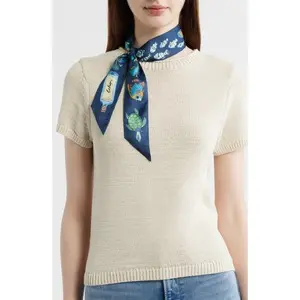 Echo At Sea Silk Ribbon Scarf - Navy