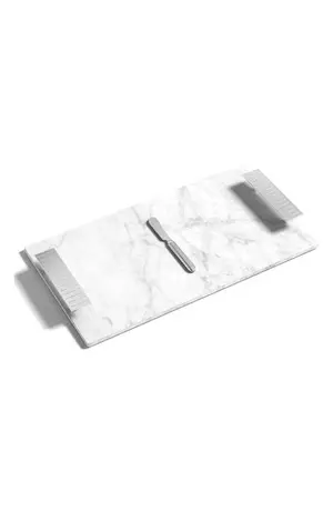 ANNA NEW YORK Striations Cheeseboard & Knife Set - Silver