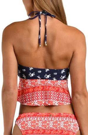 SUNSHINE 79 Flowers & Stripes Halter Bandeau Tankini Top