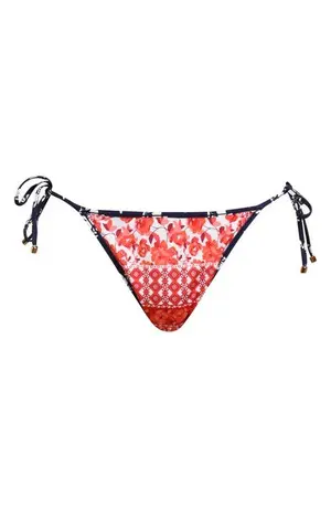 SUNSHINE 79 Flowers & Stripes Reversible Bikini Bottom - Red Multi