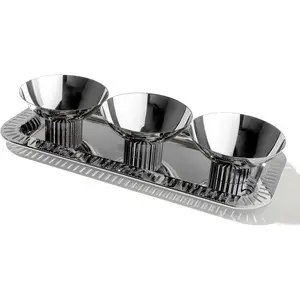 ANNA NEW YORK Striations Tray & 3 Mini Bowl Set - Silver
