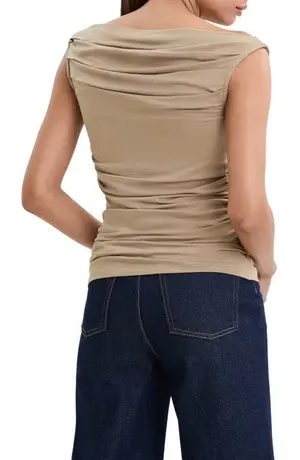 MARCELLA Cooper Ruched Boat Neck Top - Sand