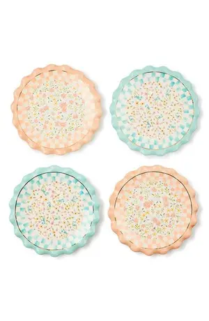MACKENZIE-CHILDS Posie Patch Set Of 4 Ceramic Dessert Plates - Multi