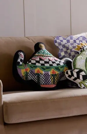 MACKENZIE-CHILDS Beaded Teapot Throw Pillow