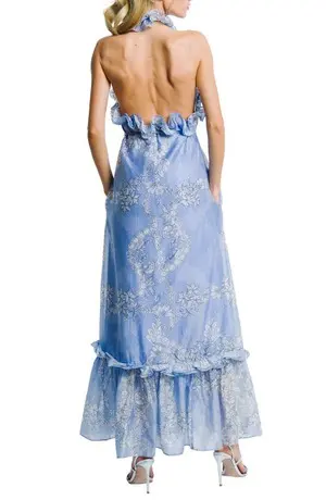 CIEBON Floral Halter Neck Maxi Dress