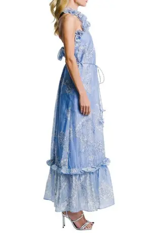 CIEBON Floral Halter Neck Maxi Dress