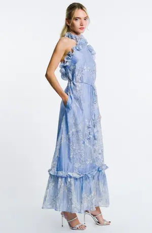 CIEBON Floral Halter Neck Maxi Dress