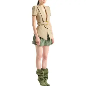 Balmain Belted Gabardine Anthem Jacket - Beige