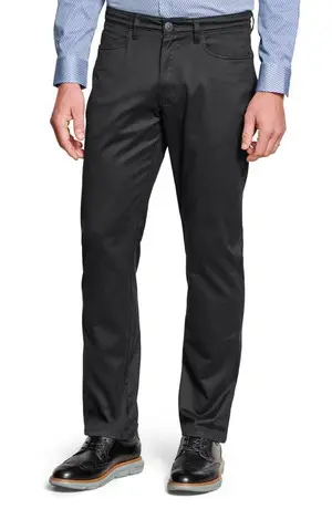 Johnston & Murphy Straight Leg Stretch Cotton 5-pocket Pants - Black
