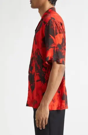 Alexander McQueen Floral Print Camp Shirt - Amarant
